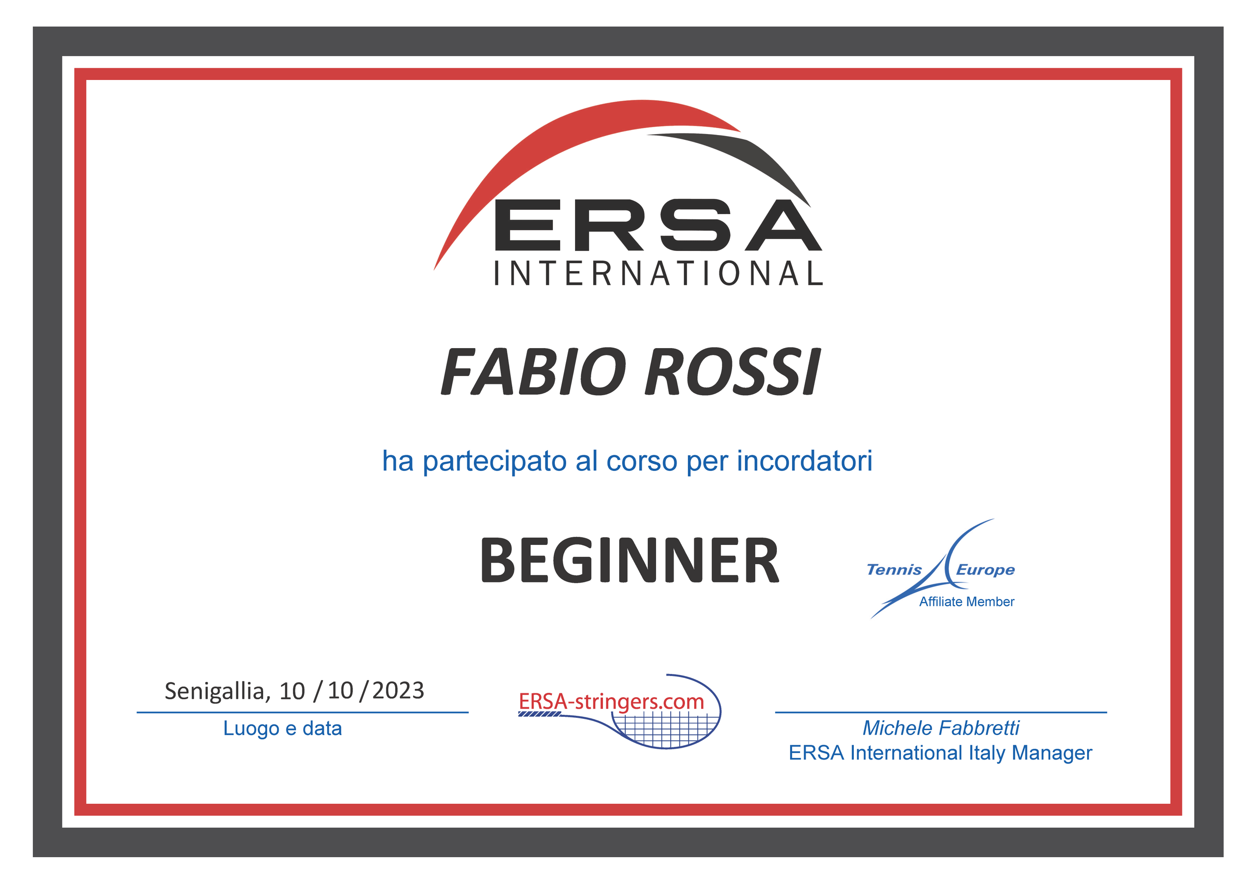 ERSA ( European Racquet Stringers Association ) ITALIA - La scuola di ...