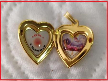 St Philomena Heart-shaped locket 2nd class relic