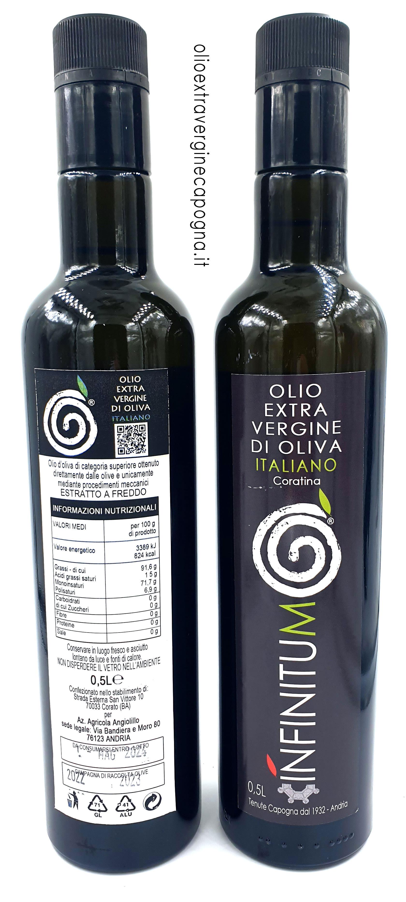 Olio Extravergine di Oliva Monocultivar Coratina 100% 2 bottiglia da 50cl